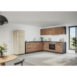 KOCHSTATION Winkelk&uuml;che &raquo;KS-Lagos, Stellbreite 240/240 cm&laquo; wahlweise mit E-Ger&auml;ten und Sp&uuml;le edelstahl oder schwarz beige B/H/T: 240cm x 200cm x 60cm,