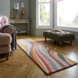 FLAIR RUGS Wollteppich &raquo;Abstract Flow handgetuftet&laquo; rechteckig 10 mm H&ouml;he Wolle, Teppich, Wohnzimmer, Schlafzimmer, Esszimmer rosa Wolle B : 60cm 1 