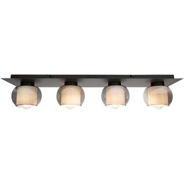 OTTO home Deckenleuchte &raquo;Tanissa mit Doppelschirm&laquo; E27 1 Stk. kugelf&ouml;rmig, Rauchglas, innen Stoffschirm, E27, Glasschirm, Textil schwarz 4, &Oslash; 15cm H: 