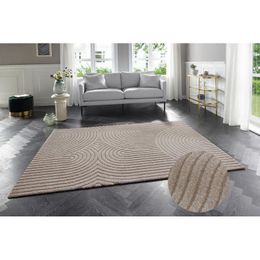ELLE DECORATION Designteppich &raquo;Panglao&laquo; rechteckig 14 mm H&ouml;he Boho Design, Kurzflor, 3D Optik, Skandinavisch, Wohnzimmer beige Polyester, Polypropylen