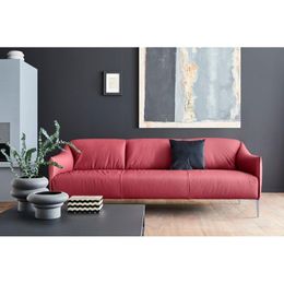 W.Schillig 3-Sitzer &raquo;sally Design-Sofa, Loungesofa, bequem, schmale Armlehnen, Breite 224cm&laquo; mit Metallf&uuml;&szlig;en in Silber matt, Breite 224 cm rot 