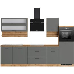 KOCHSTATION K&uuml;chenzeile &raquo;Betty&laquo; Breite 300 cm, mit E-Ger&auml;ten von Bauknecht grau B/H/T: 300cm x 166cm x 60cm