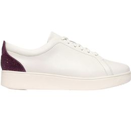 fitflop - Damen Sneaker "Rally", Kristall, Leder (Wei&szlig;/Mauve/Weinrot)