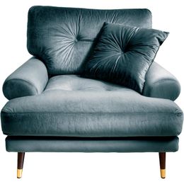 Trends by HG Loungesessel &raquo;TOKIO&laquo; in Microfaser mit hochwertigem Holz/Metallfu&szlig; blau 100% Polyester Microfaser, B/H/T: 100cm x 88cm x 100cm