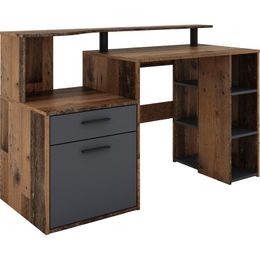 ByLiving Schreibtisch &raquo;Louise&laquo; Breite 140 cm, Regal-Schreibtisch mit viel Stauraum braun B/H/T: 90cm x 89cm x 55cm