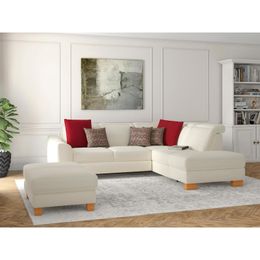 Sit & More sit&more Ecksofa &raquo;Dundee L-Form&laquo; mit Federkern und Massivholzf&uuml;&szlig;en, wahlweise mit Kopfteilverstellung beige B/H/T: 263cm x 86cm x 219cm, Struktur 