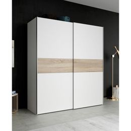 FORTE Schwebet&uuml;renschrank &raquo;Longline, Made in Europe, 2 Schiebet&uuml;ren, modernes Design&laquo; melaminbeschichtet wei&szlig; FSC -zertifizierter Holzwerkstoff B/H/T:
