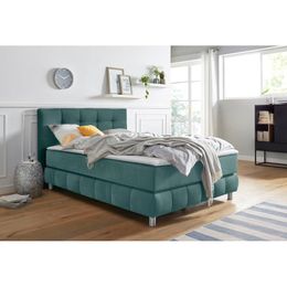 Home Affaire Boxspringbett &raquo;Salo&laquo; incl. Topper, 6 Breiten, 2 H&auml;rtegrade, TFK auch in H&auml;rtegrad 4 blau Struktur (100% Polyester);Bezug der 