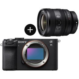 Sony Systemkamera &raquo;Set: SEL1625G Objektiv + ILCE7CM2B&laquo; SEL1625G, 33, 2 fach fach x opt. Zoom, Bluetooth WLAN, inkl. KI-Autofokus, 10 B/s Serienaufnahmen, 