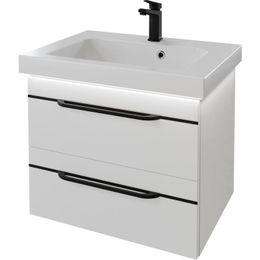Waschtisch &raquo;Serie Balto Mineralmarmor-Waschtisch mit Unterschrank, 64,4 cm breit&laquo; 2 Stk. tlg. Waschplatz mit 2 Schubladen, Badschrank in verschiedenen