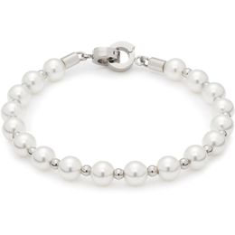 Leonardo Damen Leonardo Charm-Armband &raquo;Signora Darlin's&laquo; mit Muschelkernperle wei&szlig; 18,5cm, Edelstahl Perlen