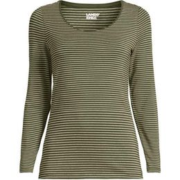 LANDS' END Baumwolle/Modal-Shirt mit Ballett-Ausschnitt f&uuml;r Damen in Petite-Gr&ouml;&szlig;e, Damen, size: petite, Gr&uuml;n, Baumwolle Modal, by Lands' End