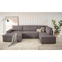 OTTO home Wohnlandschaft &raquo;SHERWOOD Cord U-Form, 329 cm - OTTO. Verl&auml;ssliche Qualit&auml;t.&laquo; Schlaffunktion m. Bettkasten (194x139 cm), Cord, Vintage, 