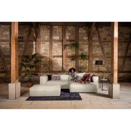 W.Schillig Ecksofa &raquo;around-the-block, modern und elegant, bequem, L-Form&laquo; mit eleganter Biese, mit Federkern grau Longlife Xtra-Leder Z59: Glattleder 