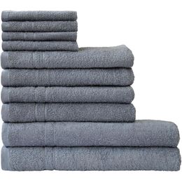Dyckhoff Handtuch Set &raquo;Kristall&laquo; Set 10 Stk. Walkfrottee mit feiner Bord&uuml;re, Duscht&uuml;cher, Handt&uuml;cher und G&auml;stet&uuml;cher grau Walkfrottee, Obermaterial: 100% 