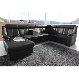 Sit & More sit&more Wohnlandschaft &raquo;Basel U-Form&laquo; wahlweise mit Relaxfunktion schwarz Luxus-Microfaser Altara Nubuck (100% Polyester);Kunstleder SOFTLUX ;
