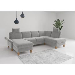 OTTO home Wohnlandschaft &raquo;Rochelle, U-Form&laquo; optional mit Armteilverstellung, mit Schlaffunktion & Bettkasten grau 100% Polyester B/H/T: 314cm x 90cm x