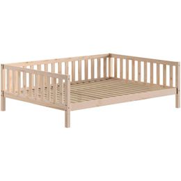 Vipack Kinderbett &raquo;Dallas, Massivholzbett, umbaubar vom Boden- zum Daybett&laquo; inkl. Rolllattenrost und Sprossenumrandung, 90 oder 140x200 cm breit, stabil und 