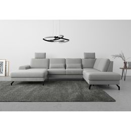 Sit & More sit&more Wohnlandschaft &raquo;Cinturo U-Form&laquo; inklusive Sitztiefenverstellung und Federkern, Sitzh&ouml;he 45 cm grau B/H/T: 345cm x 88cm x 226cm, Luxus-