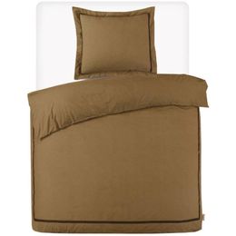Kayori Bettw&auml;sche &raquo;Yamato&laquo; 2 Stk. Hergestellt aus 100% reinem &auml;gyptischen Baumwollperkal . gold Perkal (Bio-Baumwolle), Obermaterial: 100% Baumwolle B