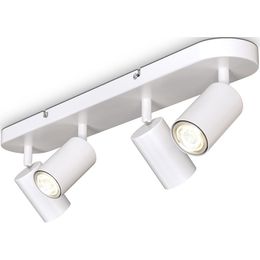 B.K.LICHT Deckenspots GU10 1 Stk. 4-flammige Spotlampe,schwenkbar, drehbar, schwarz, ohne Leuchtmittel wei&szlig; 4, H: 9cm, 1 Stk.