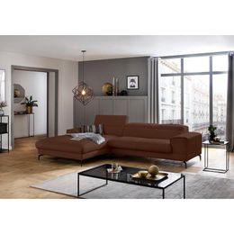 W.Schillig Ecksofa &raquo;piedroo, Designsofa mit tollem Sitzkomfort, L-Form&laquo; Kopfteilverstellung, wahlweise mit Sitztiefenverstellung, Breite 303cm braun 