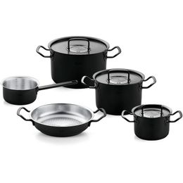 Fissler Topf-Set &raquo;Original-Profi Collection ShadowLine&laquo; Set, 3 Kocht&ouml;pfe mit Metalldeckel, 1 Servierpfanne, 1 Stielkasserolle, 8 Stk. tlg. Edelstahl 18/10 