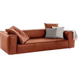 W.Schillig Sofakissen &raquo;around-the-block&laquo; Dekokissen mit Steppung braun Longlife Xtra-Leder Z69: Das feinnarbige, gedeckte Softleder Z69 besticht durch