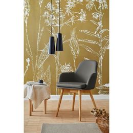 OTTO home Armlehnstuhl &raquo;Livry&laquo; (Set) 2 Stk.Polsterstuhl, Schalenstuhl grau Leder B/H/T: 62cm x 83cm x 63cm, 2 Stk., NaturLEDER , Eiche natur ge&ouml;lt