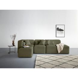 Home Affaire Ecksofa &raquo;Sundstrup L-Form&laquo; Modulserie, individuelle Zusammenstellung gr&uuml;n 93% Polyester, 6% Acryl, 1% Baumwolle B/H/T: 303cm x 76,5cm x 