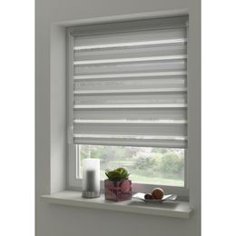 Gardinia Seitenzugrollo &raquo;EASYFIX Doppelrollo mit Montageschiene&laquo; blickdicht ohne Bohren freih&auml;ngend Schraubmontage m&ouml;glich grau Polyester 150cm, 