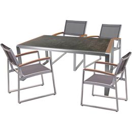 Garden Pleasure Garten-Essgruppe &raquo;AVERNA&laquo; 5 Stk. tlg. mit robustem Glastisch grau Aluminium, Glas, Kunststoff B/H/T: 160cm x 84cm x 190cm