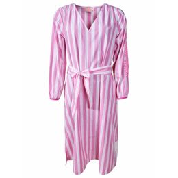Liks. Munich Kleid 'Blusenkleid gestreift mit Stickerei - LeonieC' Damen Gr&ouml;&szlig;e 38 pink Sommerkleid