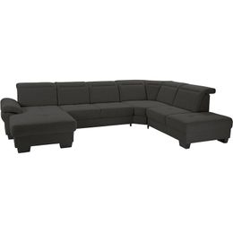 OTTO home Wohnlandschaft &raquo;Cornwall U-Form&laquo; inkl. Sitztiefenverstellung, wahlweise mit Schlaffunktion grau Struktur fein (100% Polyester);Luxus-