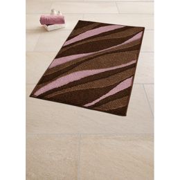 Kleine Wolke Badematte &raquo;Dream, Badvorleger, Badezimmer Teppich&laquo; H&ouml;he 20 mm rutschhemmend beschichtet fu&szlig;bodenheizungsgeeignet Badteppich, Wellen Design braun 