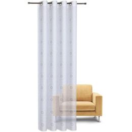 GERSTER Vorhang &raquo;Gian&laquo; &Ouml;sen 1 Stk. tlg. HxB: 235x140, Moderner &Ouml;senschal bedruckt wei&szlig; Wirkware, Baumwolle, Polyester 235cm, &Ouml;sen, 140cm