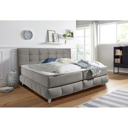 Home Affaire Boxspringbett &raquo;Salo&laquo; incl. Topper, 6 Breiten, 2 H&auml;rtegrade, TFK auch in H&auml;rtegrad 4 grau Struktur (100% Polyester);Bezug der 