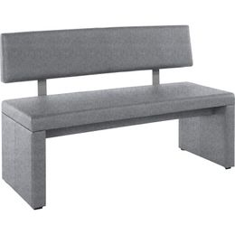 OTTO home Sitzbank &raquo;Charissa&laquo; mit Lehne, Breite 140, 160 oder 180 cm grau Holzwerkstoff, Massivholz B/H/T: 140cm x 90cm x 53cm, Strukturstoff
