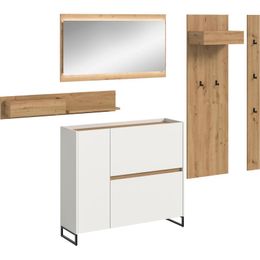 Home Affaire Garderoben-Set &raquo;EVRID, 5-teilig, Breite 236 cm, inkl. Beleuchtung&laquo; best. aus: Wandboard, Kommode, Spiegel, Garderobenpaneel, Hakenleiste,