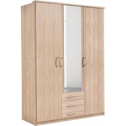 Priess Kleiderschrank &raquo;Husum&laquo; mit dekorativen Kranz, wahlweise mit Schubk&auml;sten braun Holzwerkstoff B/H/T: 140cm x 196cm x 57cm, Schubladen: 3 Stk. 