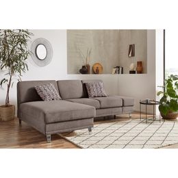 Sit & More sit&more Ecksofa &raquo;Clio L-Form&laquo; optional Schlaffunktion oder Vorziehsitz und Bettkasten, Federkern grau B/H/T: 246cm x 89cm x 165cm, Luxus-Microfaser 