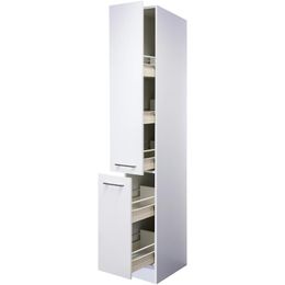 Flex-Well Apothekerschrank &raquo;Kopenhagen&laquo; (B x H x T) 30 x 200 x 57 cm, mit 5 Ablagen wei&szlig; Holzwerkstoff Wei&szlig;, B/H/T: 30cm x 200cm x 57cm