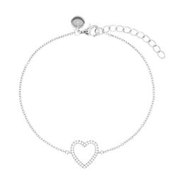 Tom Tailor Damen Tom Tailor Silberarmband &raquo;Herz&laquo; mit Zirkonia (synth.) 20cm, Silber 925 (Sterlingsilber)