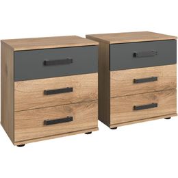 wimex Nachttisch &raquo;Stockholm, Nachtkommode 52cm breit, Made in Germany&laquo; Industrial Look, 2 H&ouml;hen zur Auswahl, einzeln oder im 2er Set grau Pflegeleichte 
