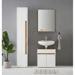 Home Affaire Badm&ouml;bel-Set &raquo;CITY/ GIRON, Bad im zeitlosen Design, 3-teiliges Badezimmer&laquo; Set, 3 Stk. tlg. wei&szlig; Holzwerkstoff B/H/T: 114cmcm x 199cmcm x