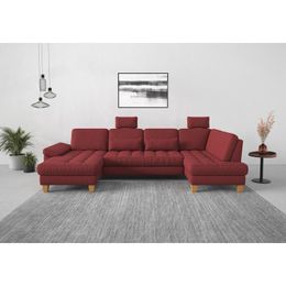 Sit & More sit&more Wohnlandschaft &raquo;Westham U-Form&laquo; wahlweise mit Schlaffunktion, Bettkasten, Sitztiefenverstellung rot 100% Polyester B/H/T: 338cm x 88cm x 