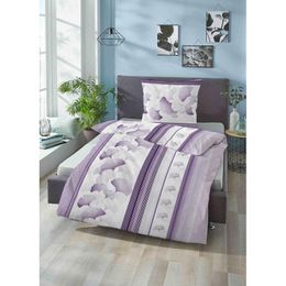 Biberna Bettw&auml;sche &raquo;Konstantin&laquo; 2 Stk. Mako-Baumwoll Satin Qualit&auml;t aus 100% Baumwolle lila Mako-Satin, Obermaterial: 100% Baumwolle B/L: 135cm x 200cm, 1 Stk