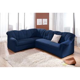 DOMO collection Ecksofa &raquo;Papenburg B/T/H: 242/190/84 cm L-Form&laquo; wahlweise mit Bettfunktion, Langer Schenkel links oder rechts blau Struktur ( 90% 