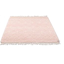Tom Tailor HOME Teppich &raquo;Colored Macrame&laquo; rechteckig 10 mm H&ouml;he Handweb Teppich, reine Wolle, handgewebt, mit Fransen, Scandi Design rosa Schurwolle B