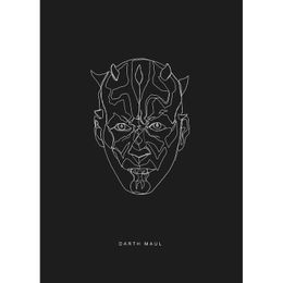 Komar Bild &raquo;Star Wars Lines Dark Side Maul&laquo; Star Wars 1 Stk. tlg. Wandbild zur Dekoration im Kinderzimmer - ohne Rahmen schwarz-wei&szlig; Holz, Papier B/H/T: 